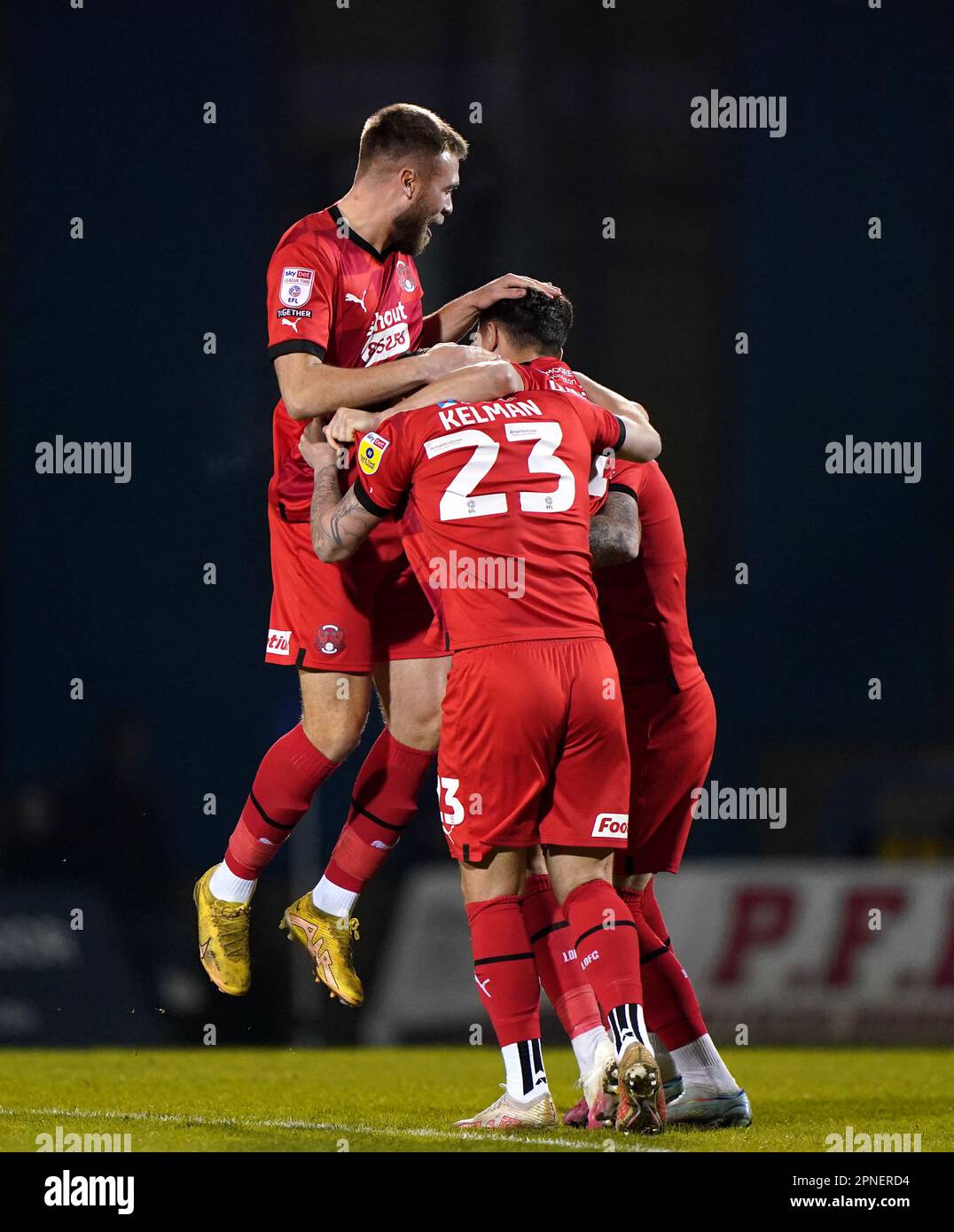 Leyton Orient players celebrate promotion as the lights come back on ...