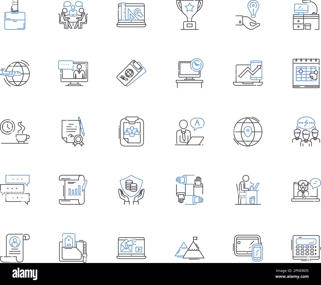 Business Center Line Icons Collection Workspace Meeting Office
