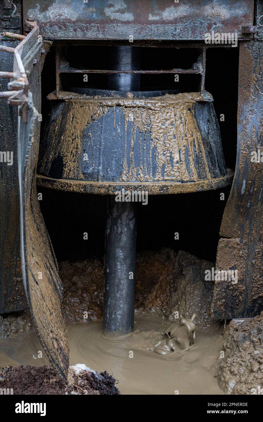 March 15, 2023. Beverly, MA. Installation of a test well to determine ...