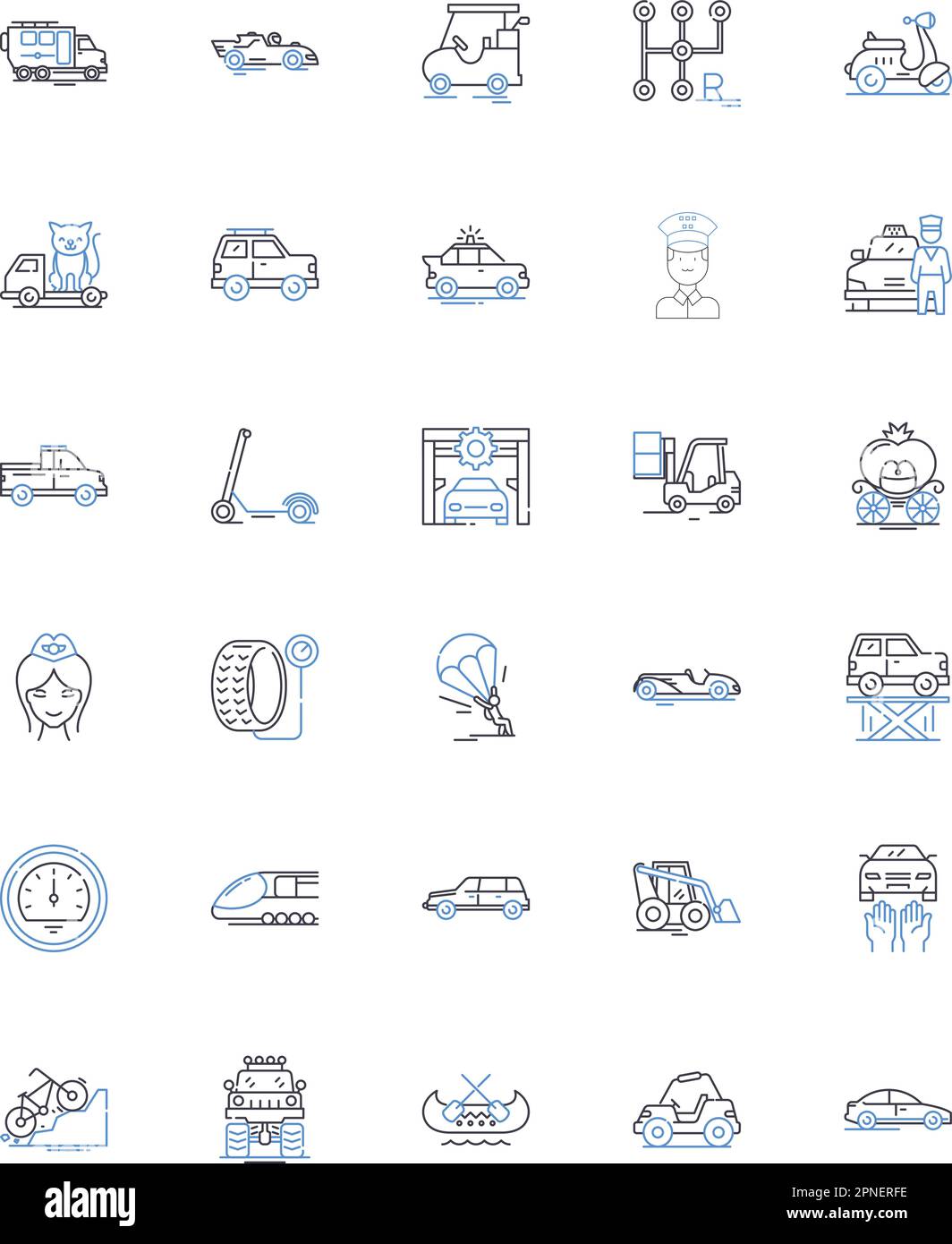 Transportation line icons collection. Automobile, Bus, Train, Bicycle ...