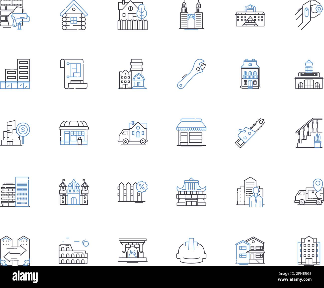 Cre Tech Line Icons Collection Efficiency Innovation Automation Sustainability Integration