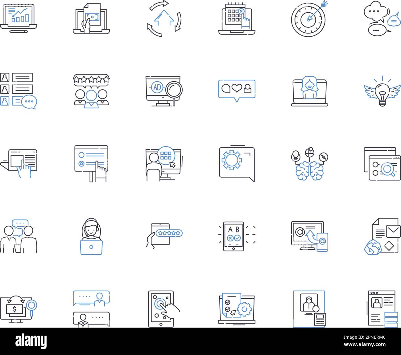 Web data outline icons collection. Scraping, Crawling, Extraction ...