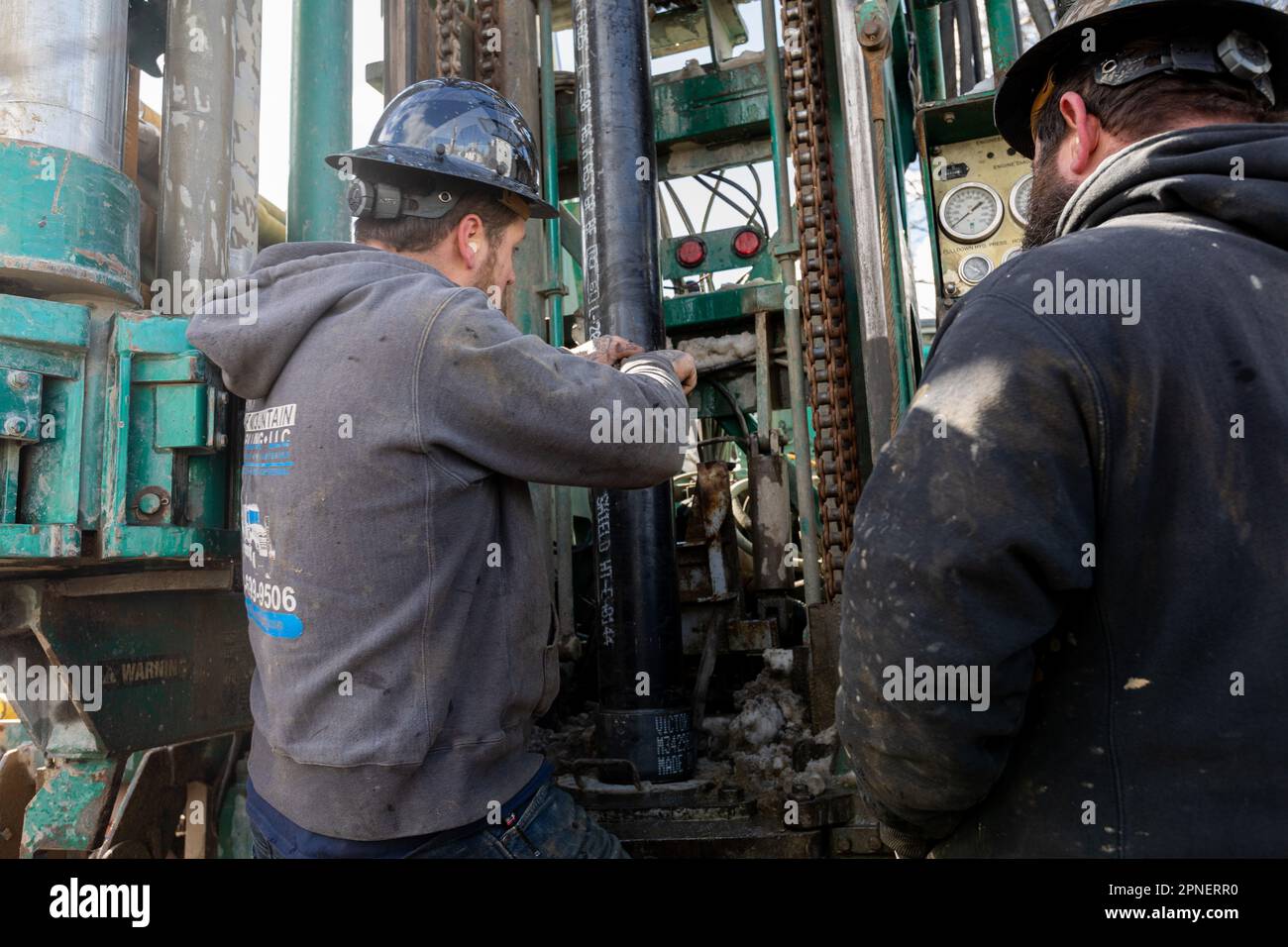 March 15, 2023. Beverly, MA. Installation of a test well to determine ...