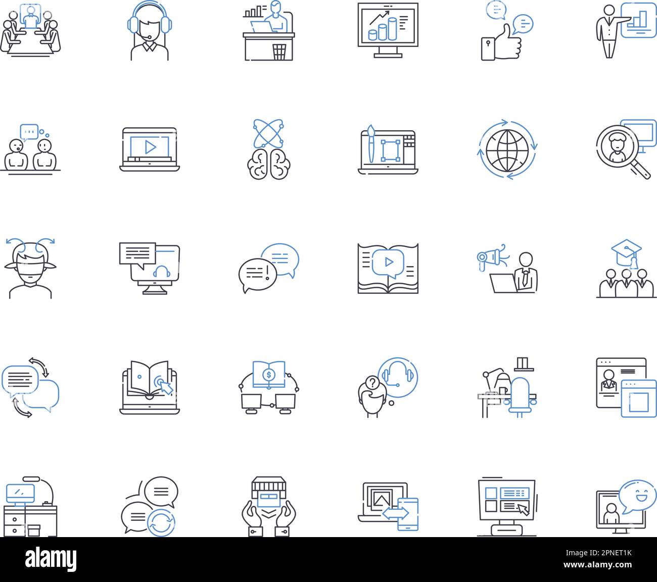 Virtual schooling line icons collection. Online, Distance, Remote ...