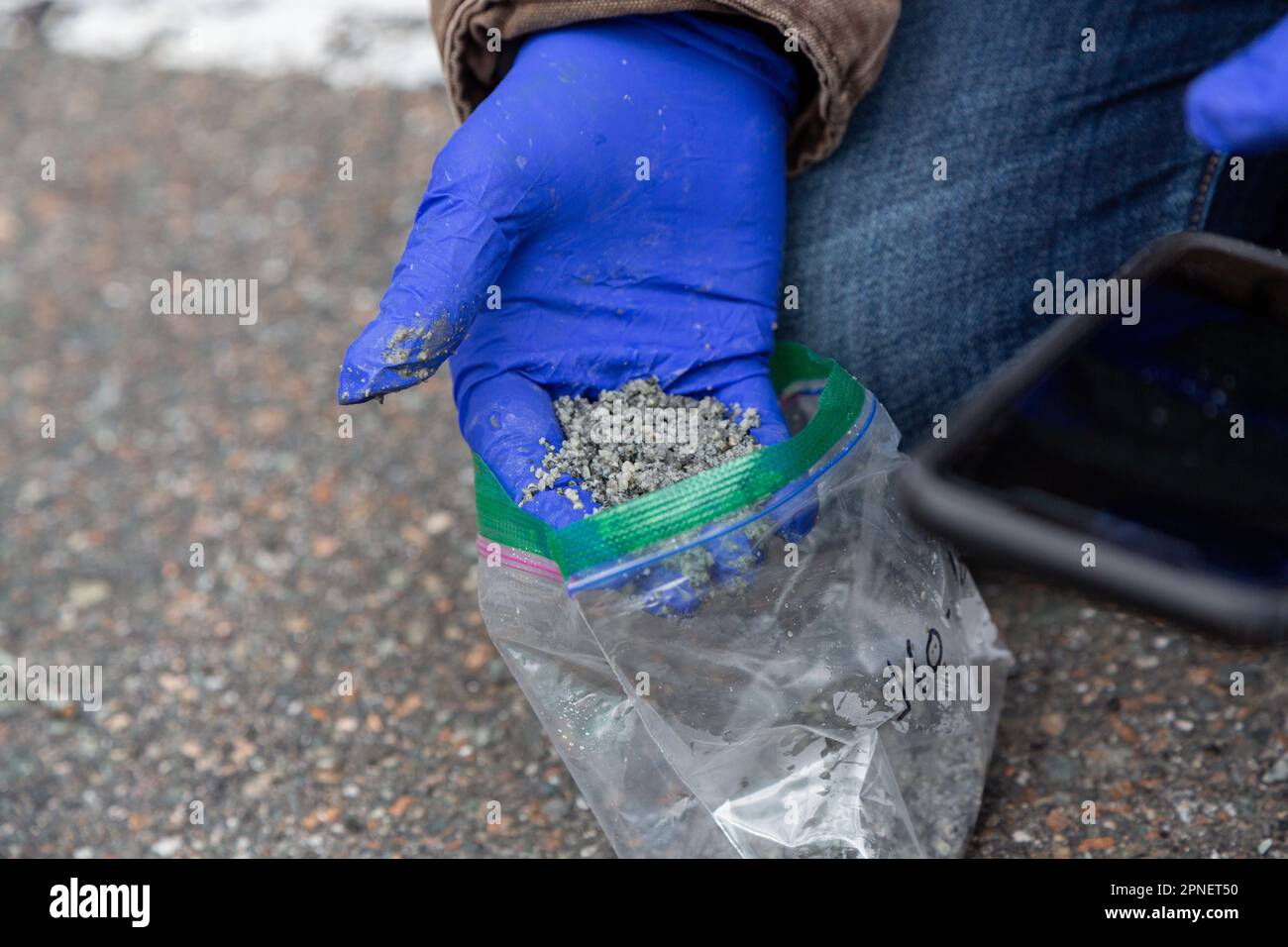 March 15, 2023. Beverly, MA. Installation of a test well to determine ...