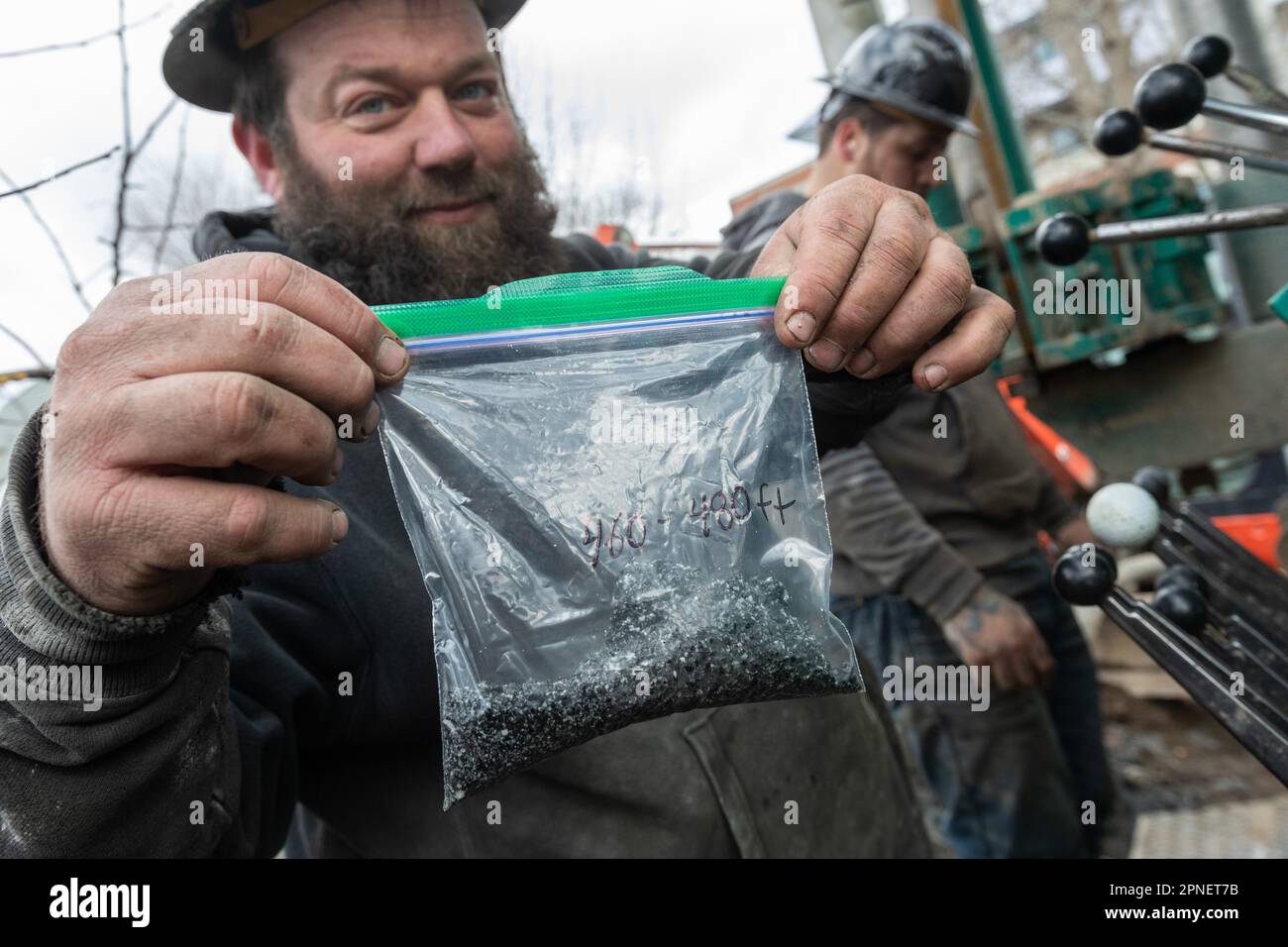 March 15, 2023. Beverly, MA. Installation of a test well to determine ...