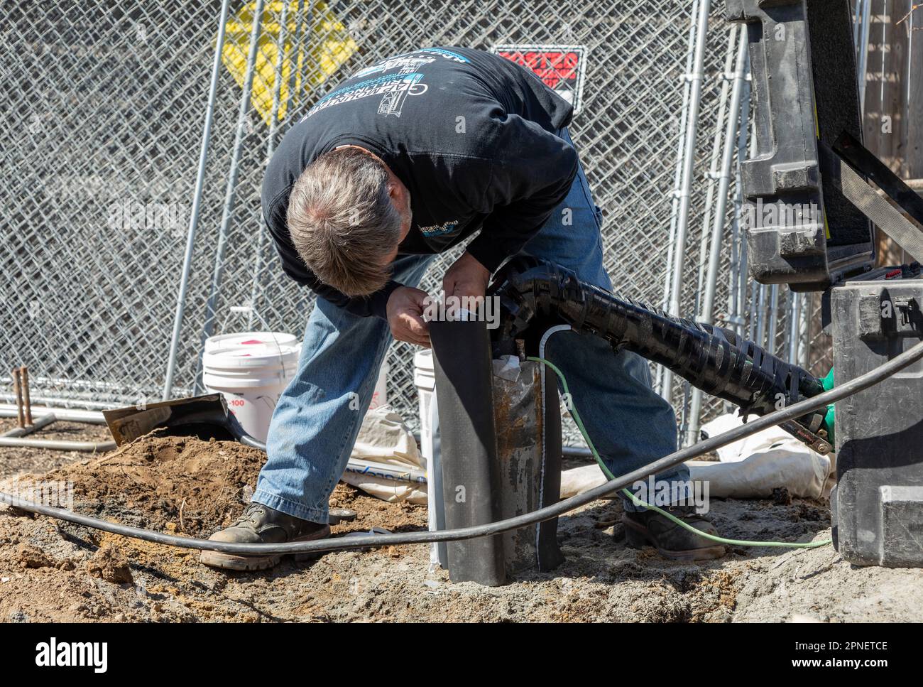 March 27, 2023. Beverly, MA. Thermal conductivity testing. Grouting of ...