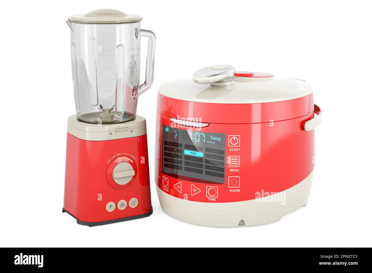 Electric blender with automatic multicooker, 3D rendering isolated on ...