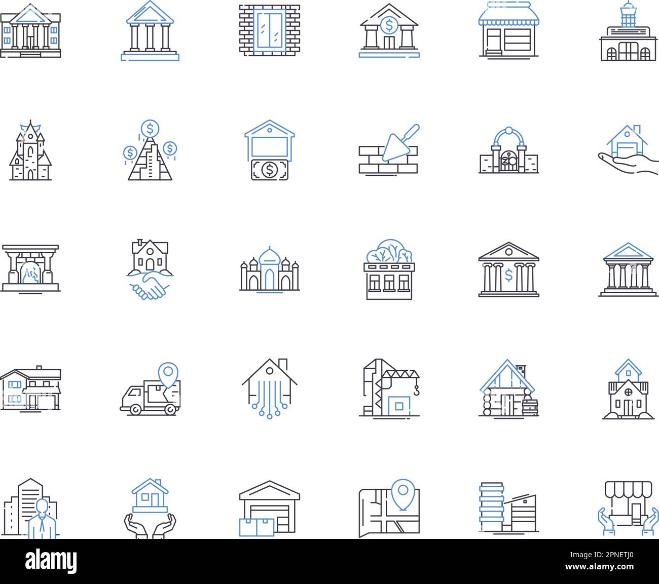 Land business line icons collection. Property, Development, Investment ...