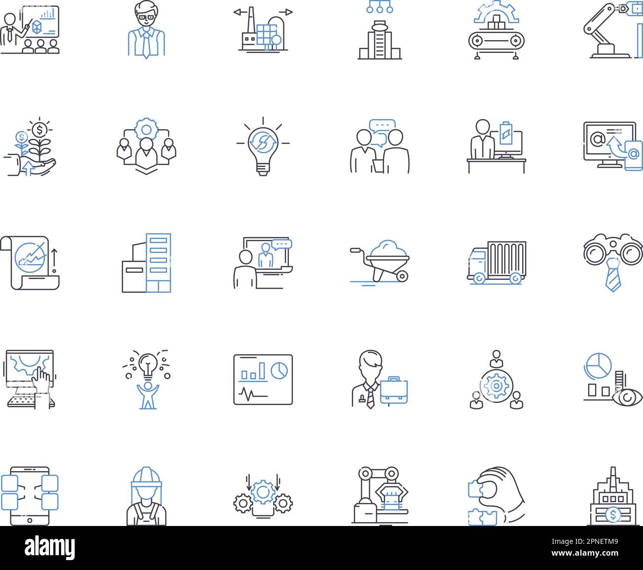 Service sector line icons collection. Hospitality, Retail, Logistics ...