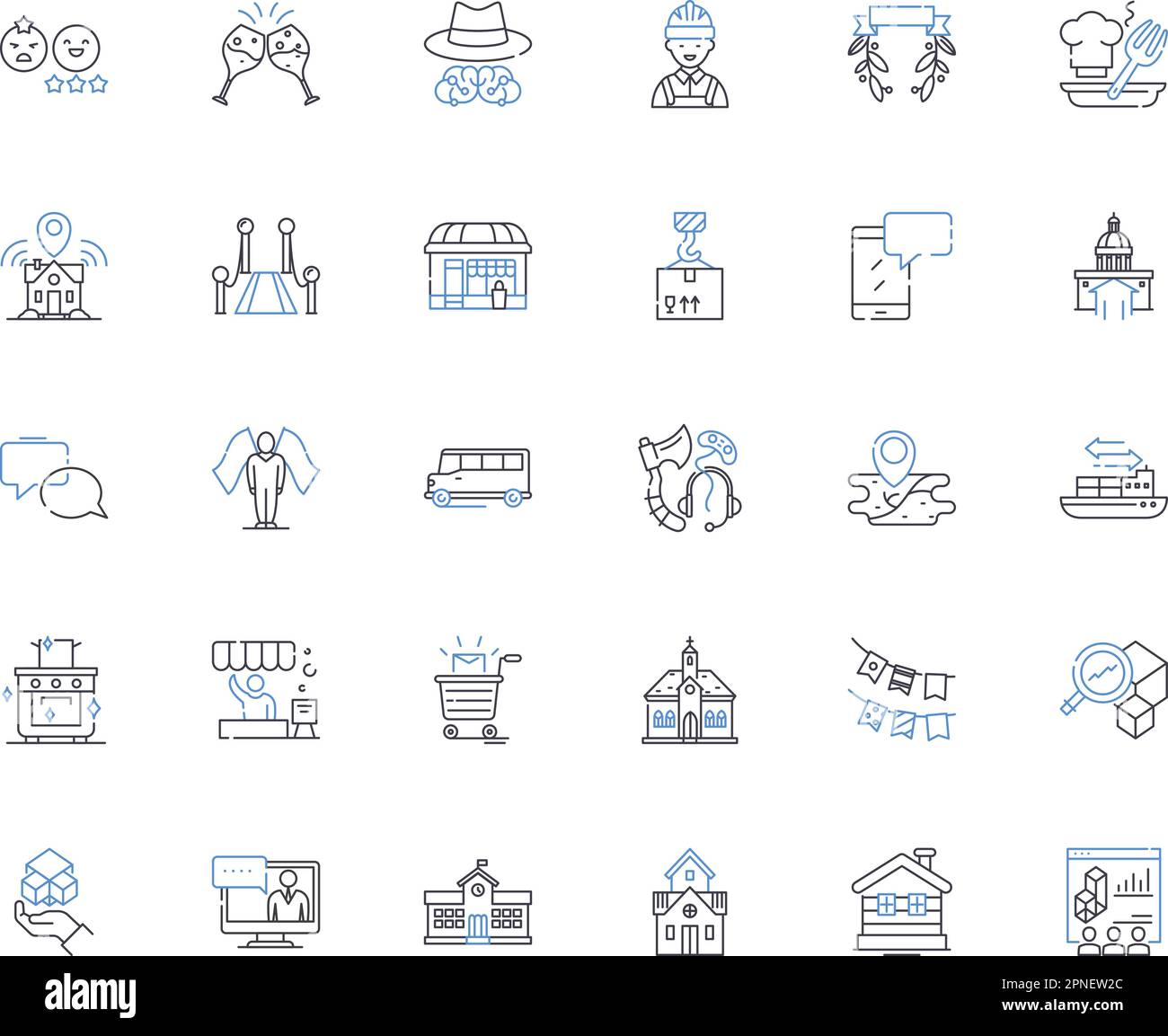 Package drop-off in the town line icons collection. Parcel, Courier ...