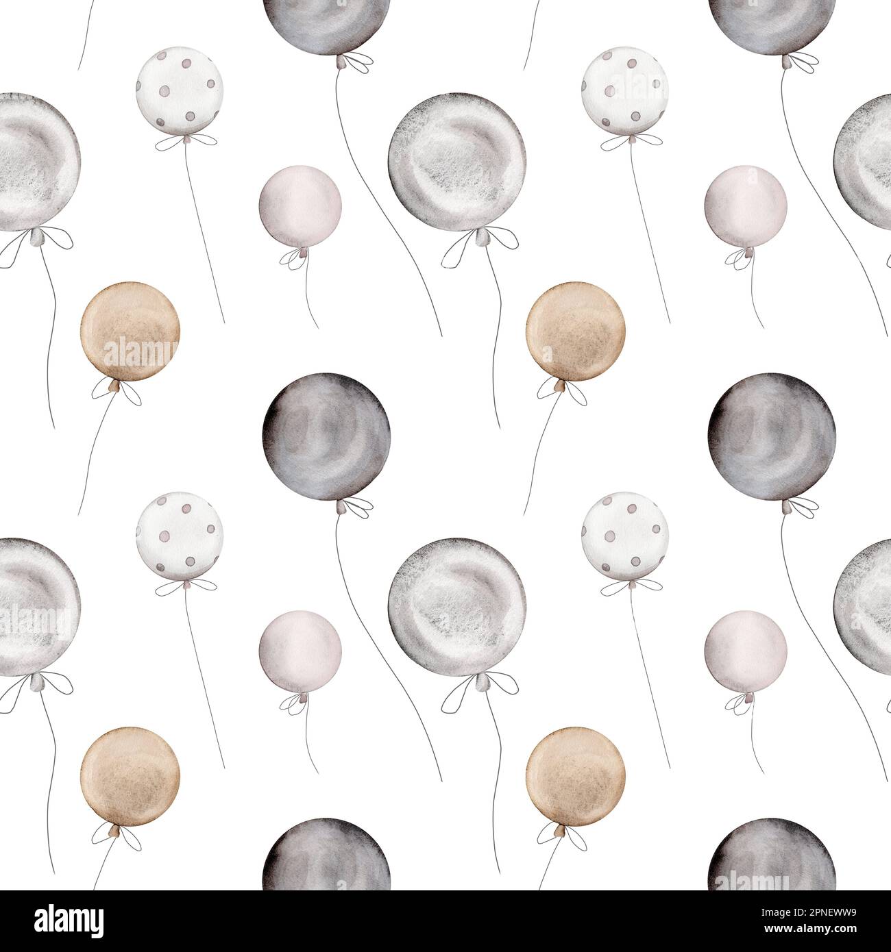 Pattern with Air Balloons. Watercolor seamless background for Kids ...