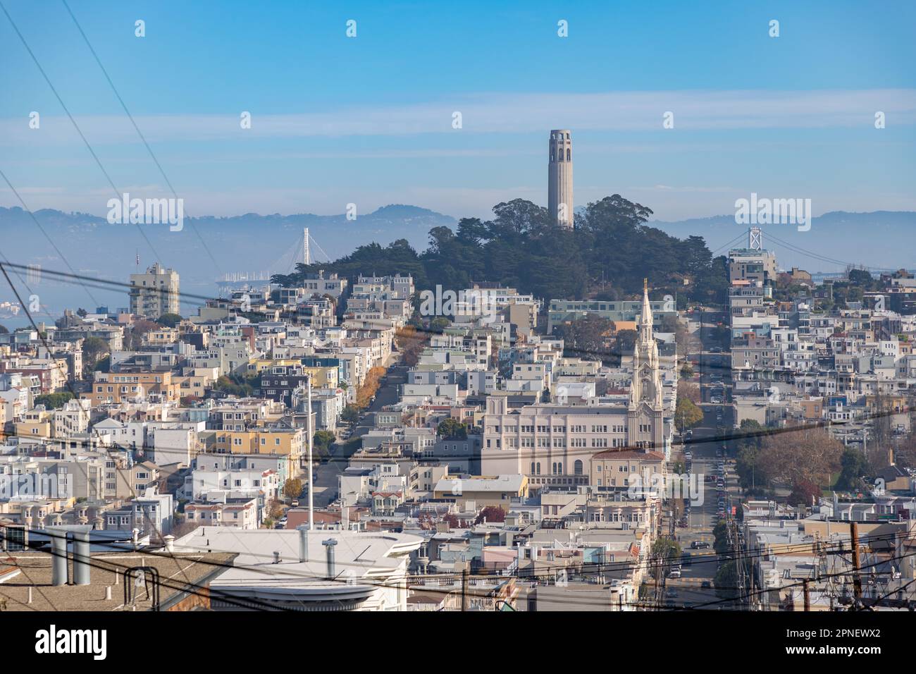 A picture of the Coit Tower atop the Telegraph Hill and North Beach ...