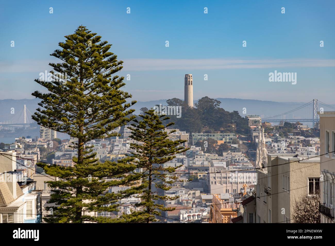 A picture of the Coit Tower atop the Telegraph Hill and North Beach ...