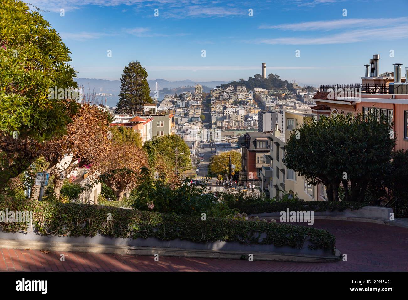 A picture of the Coit Tower atop the Telegraph Hill as seen from the ...