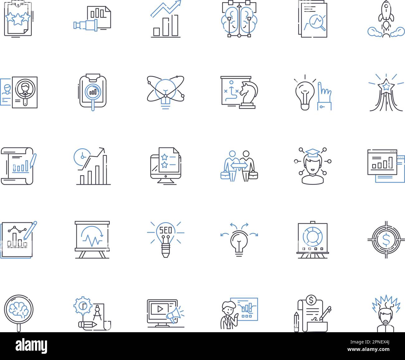 Sales tactics line icons collection. Persuasion, Objection, Conviction ...