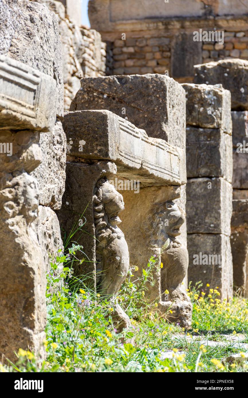 View of Roman ruin in the ancient city of Cuicul-Djemila. UNESCO world ...