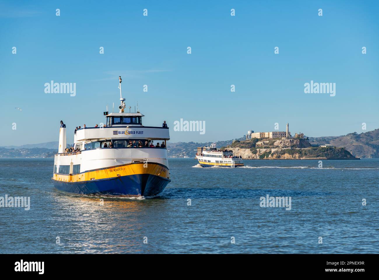 A picture of two Blue and Gold cruise boats in the San Francisco Bay ...
