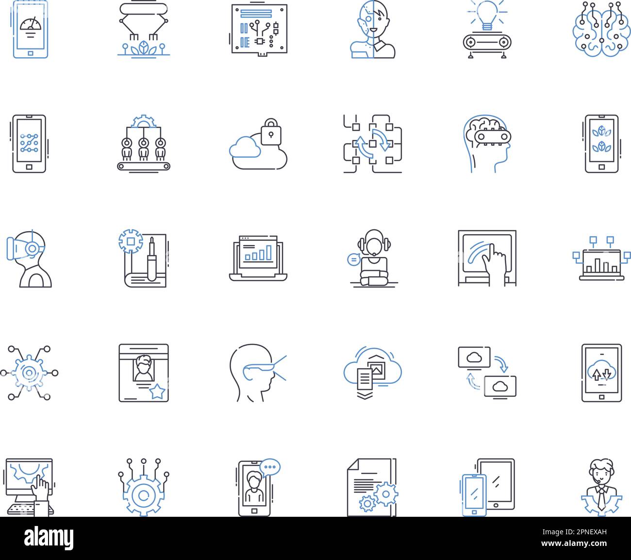 Computerization Line Icons Collection Automation Digitization