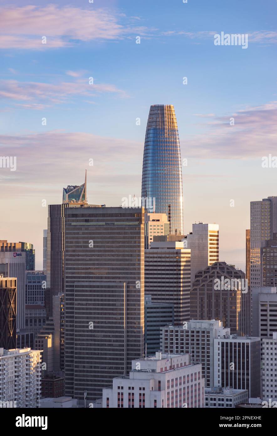 A picture of the Salesforce Tower and the surrounding Downtown San ...