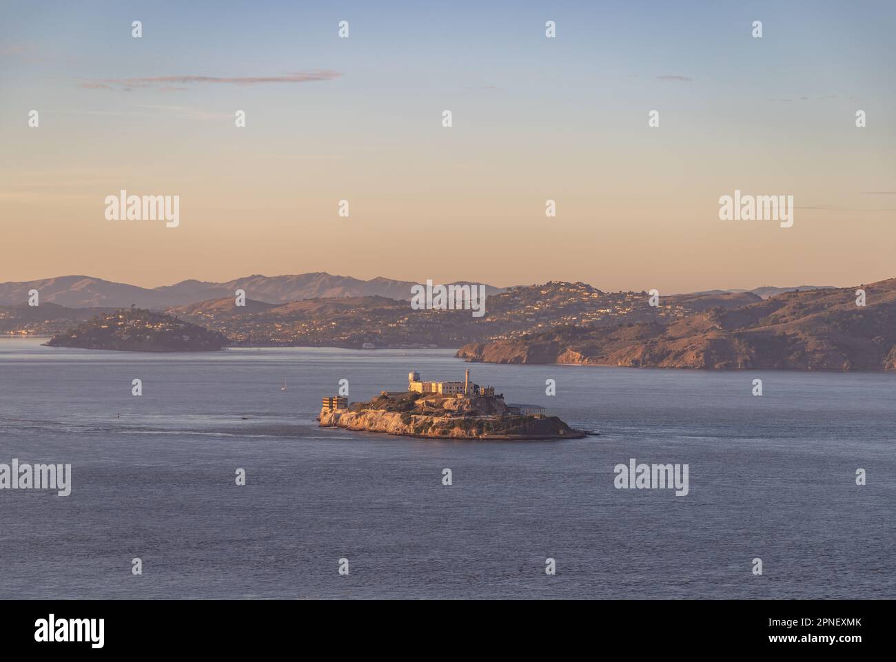 A picture of the Alcatraz Island and the surrounding San Francisco Bay ...