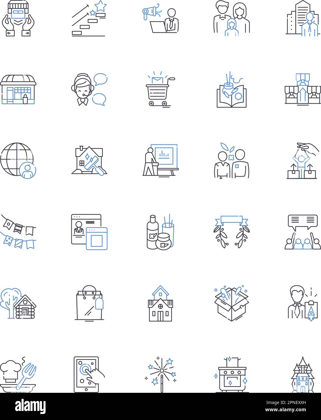 Modern existence line icons collection. Digitization, Urbanization ...