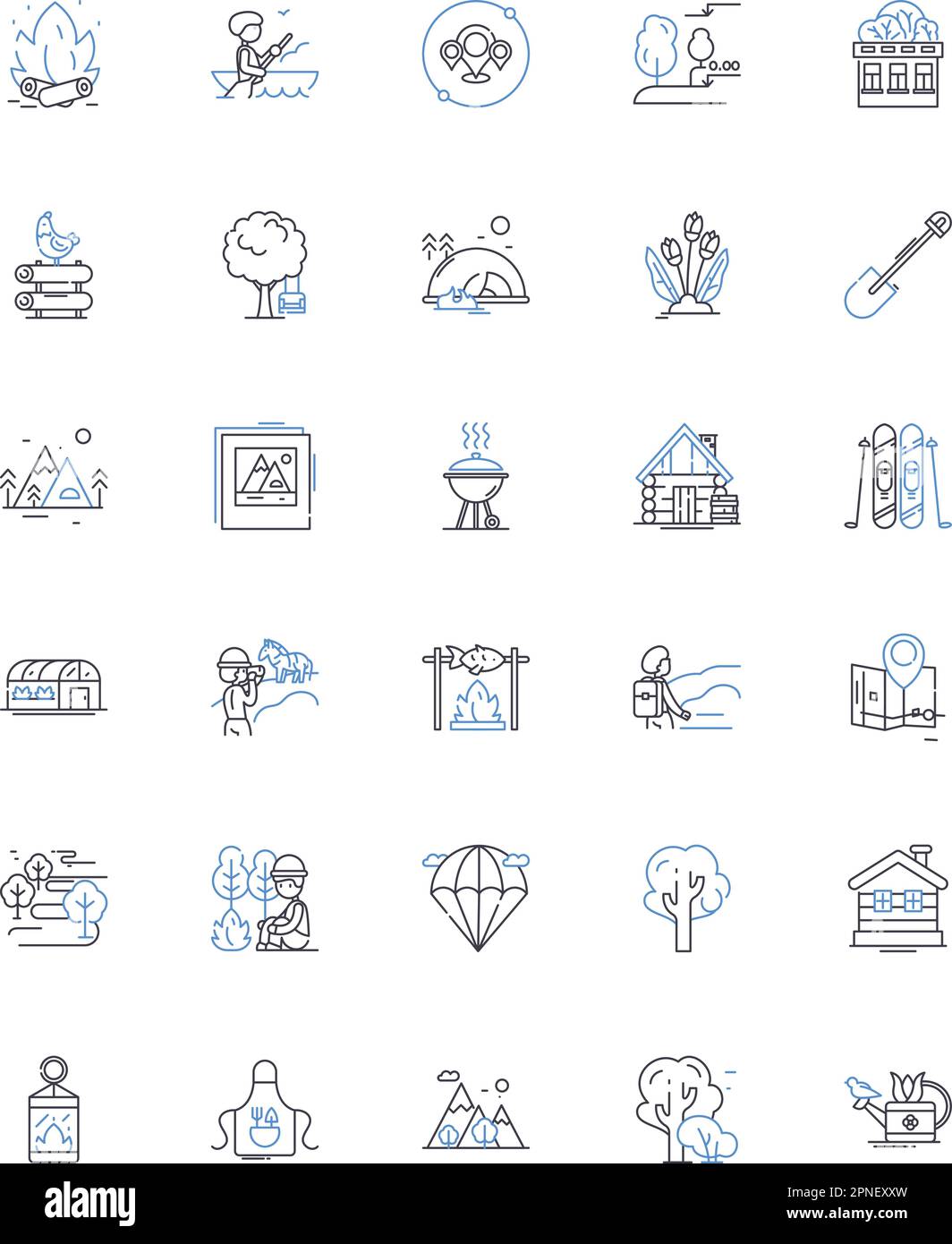 Countryside line icons collection. Serene, Rustic, Vast, Tranquil ...