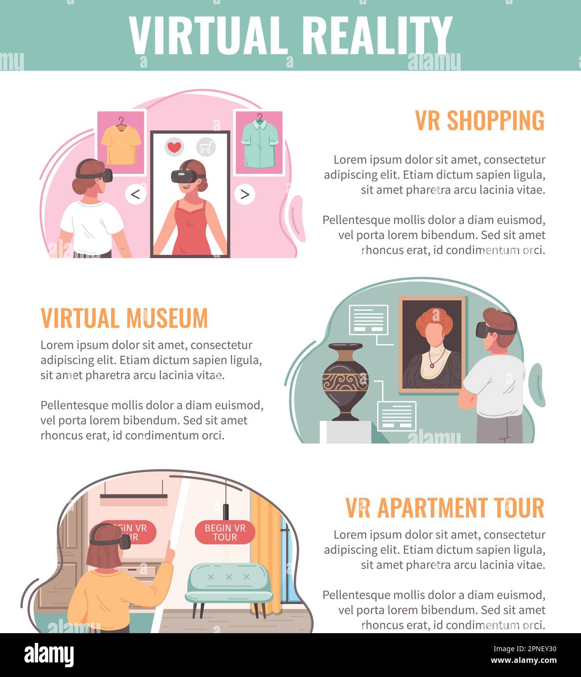 Virtual augmented reality cartoon poster with cyberspace museum and ...