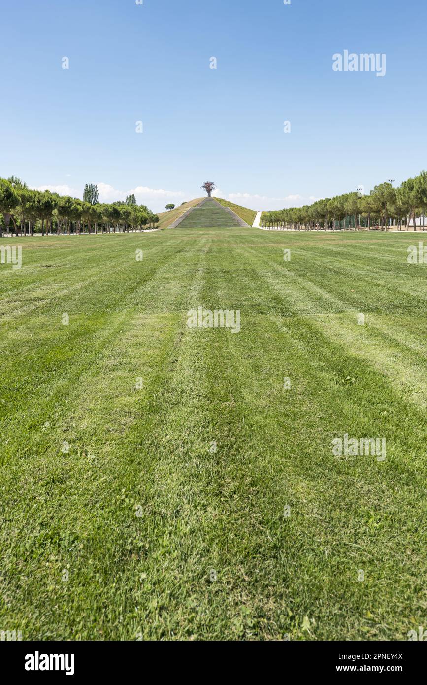 A large grass field in an urban park in the southeast of the city of ...