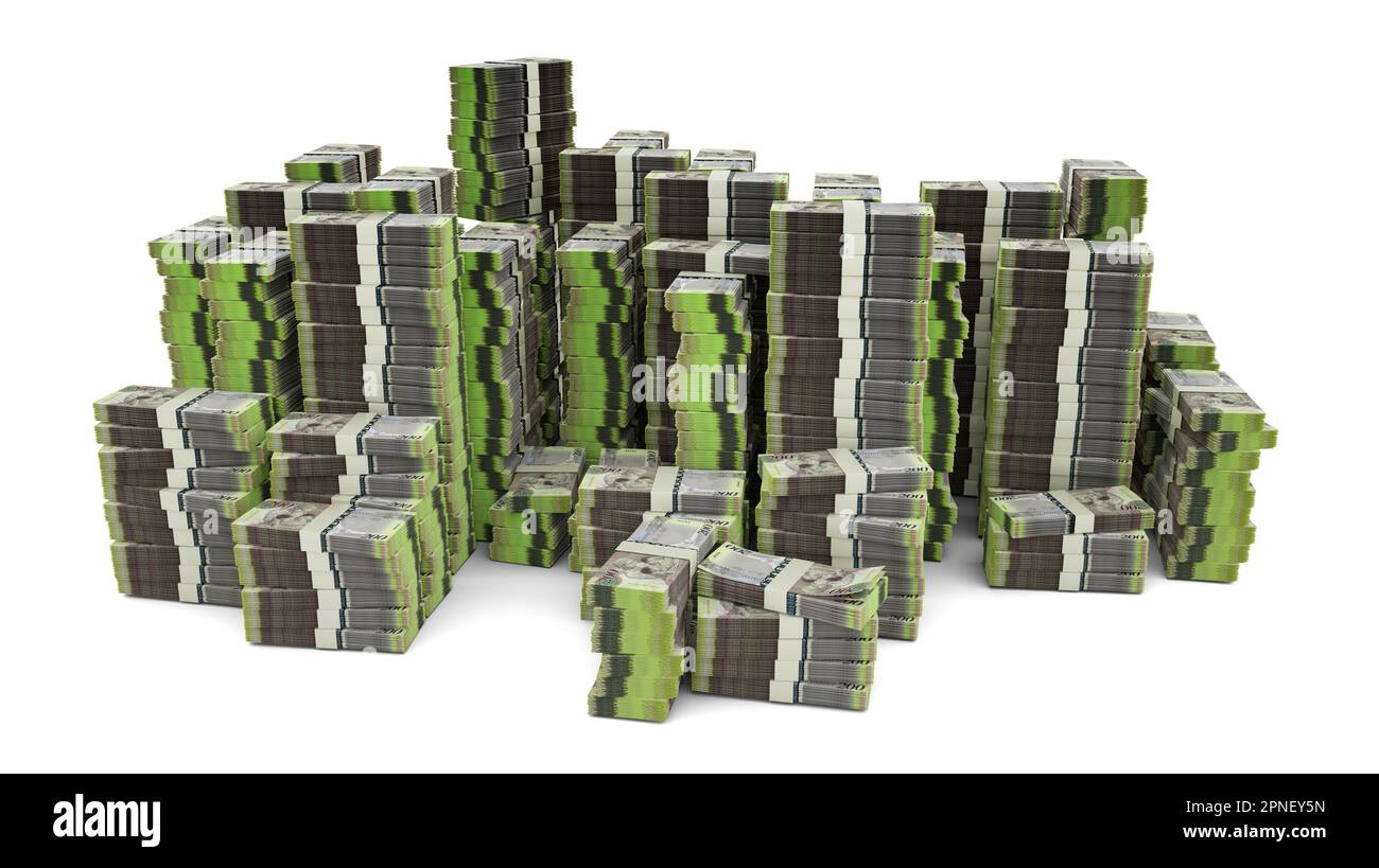Big stack of Botswanan Pula notes. A lot of money isolated on white ...