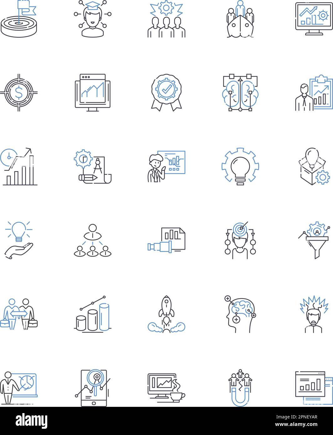 Brand positioning line icons collection. Differentiation, Perception ...