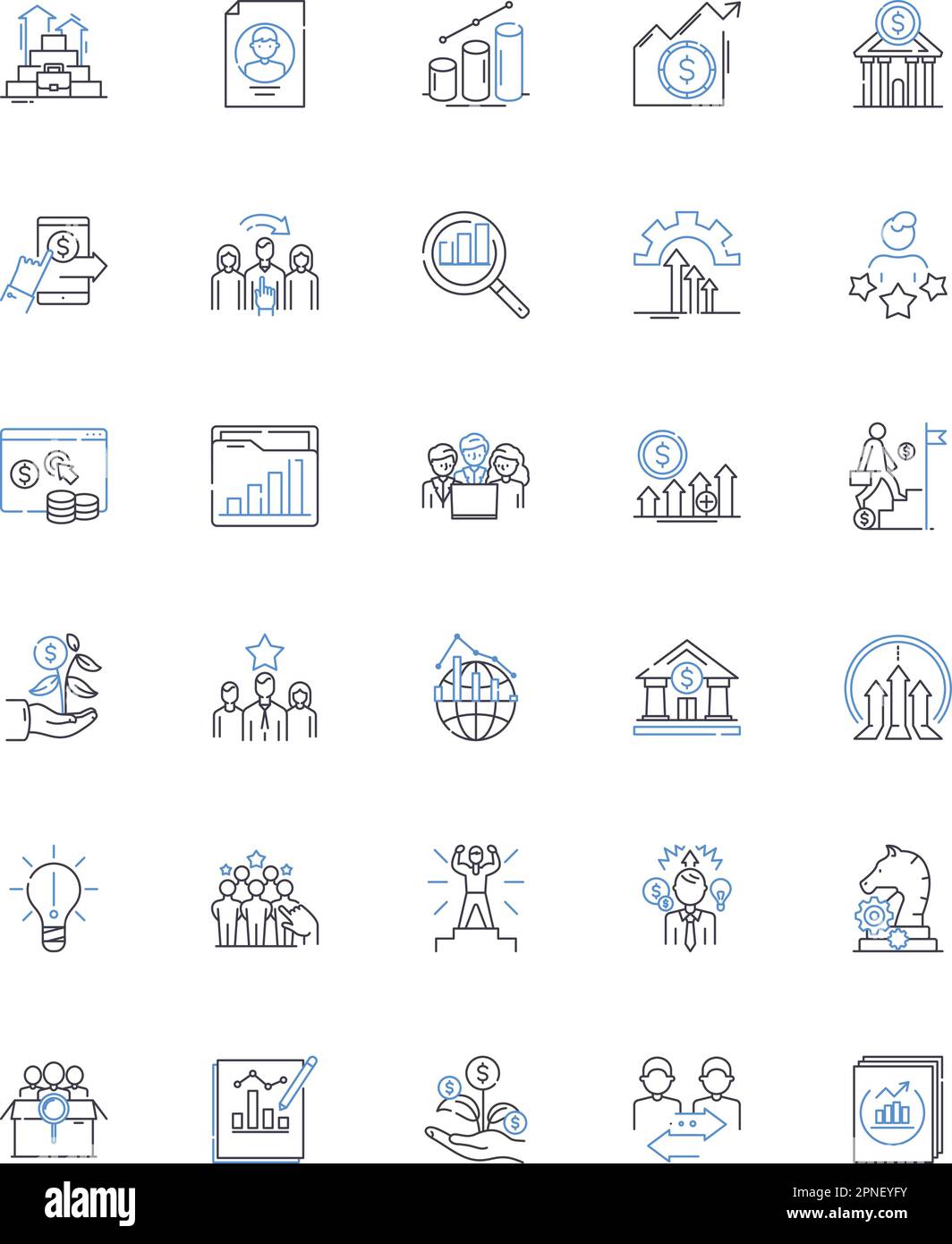 Resource Utilization Line Icons Collection Efficiency Optimization