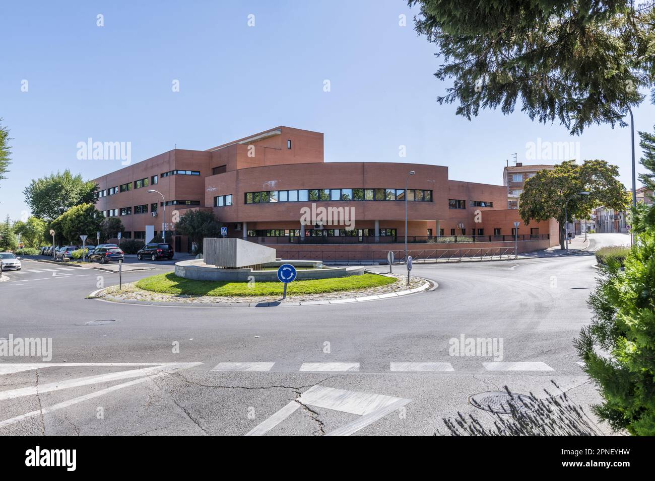 Government building facade in a square of a small town Stock Photo - Alamy