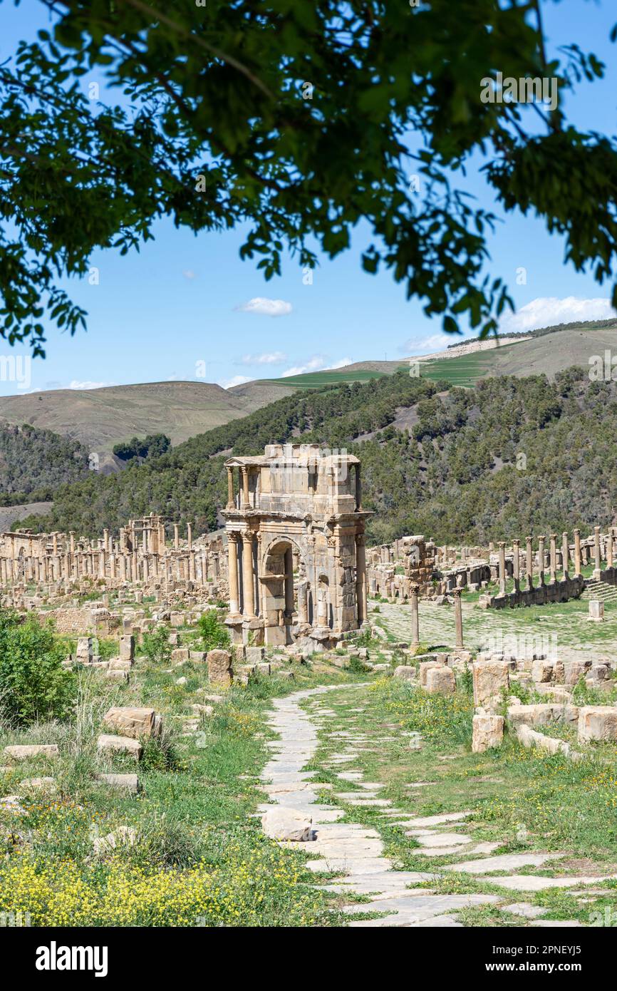 View of the Arch of Caracalla in the ancient Roman city of Cuicul ...