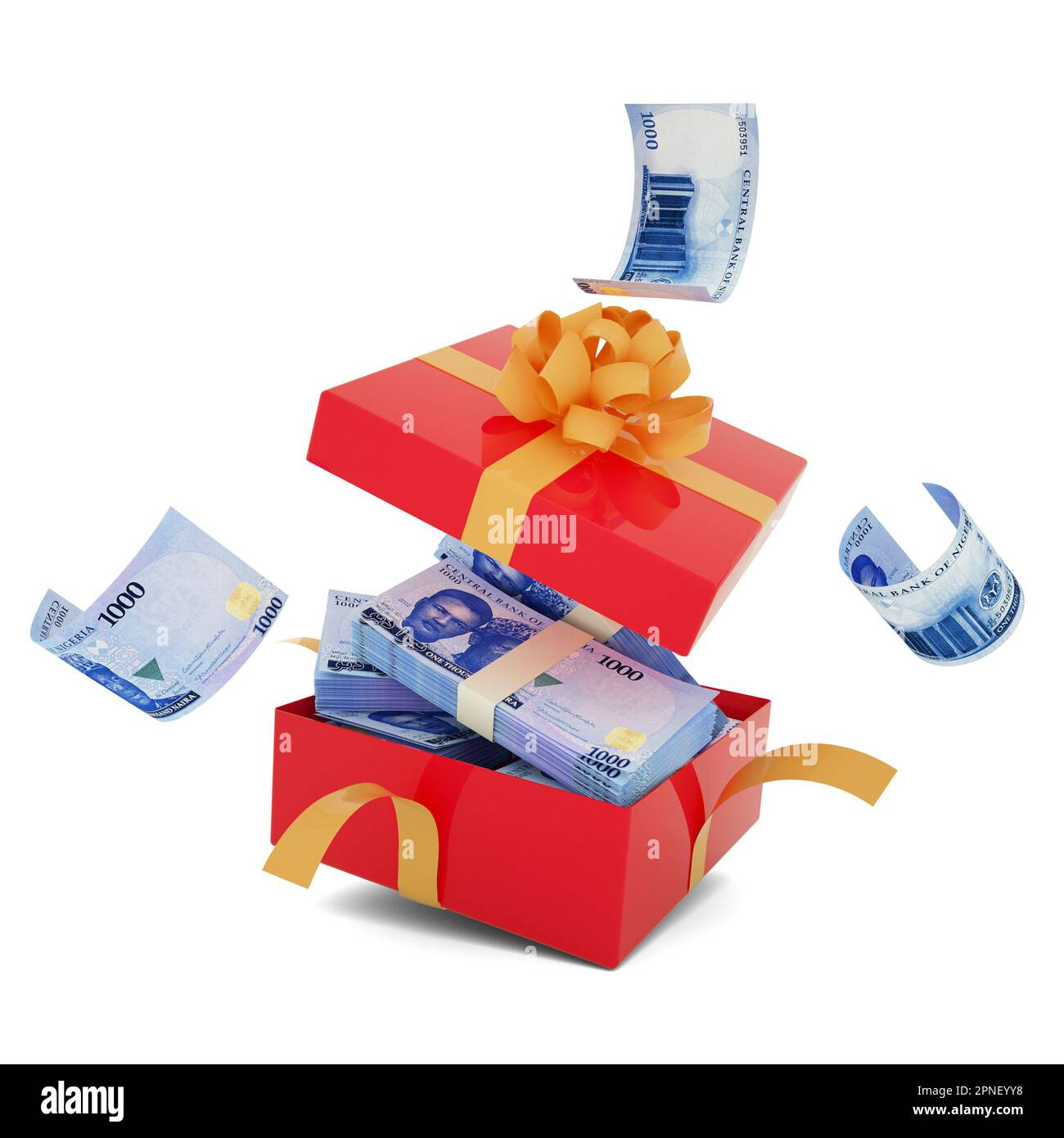 new Nigerian naira notes inside an open red gift box. Nigerian naira ...