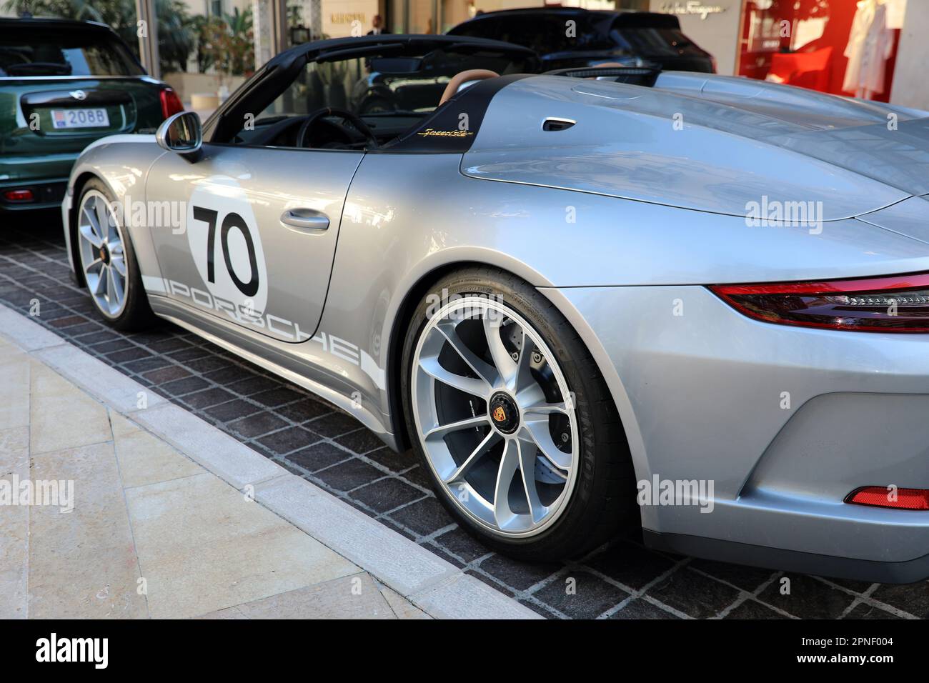 Monte-Carlo, Monaco - April 16, 2023: Three-quarter rear view of a ...