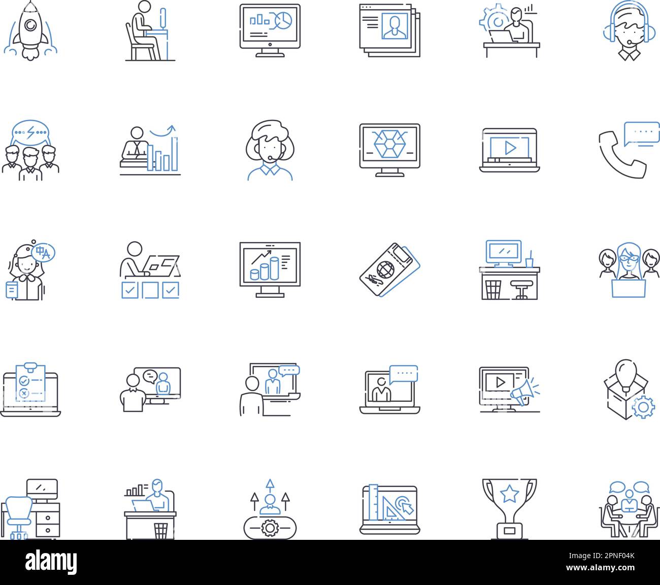 Company employees line icons collection. Productivity, Engagement ...