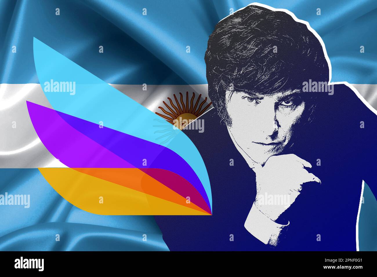 Javier Milei, Argentine flag and Libertarian Party logo Stock Photo - Alamy