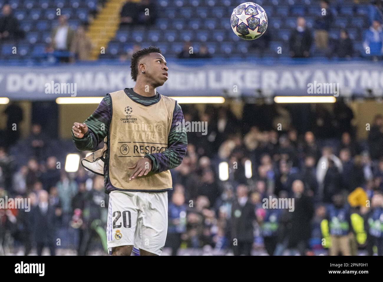 Vini Jr of Real Madrid during warmup before the UEFA Champions League ...