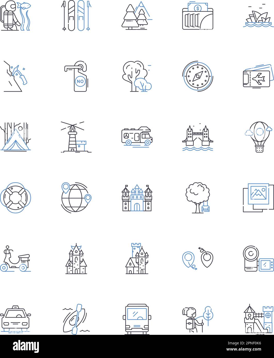 Vacation planner line icons collection. Destination, Itinerary ...