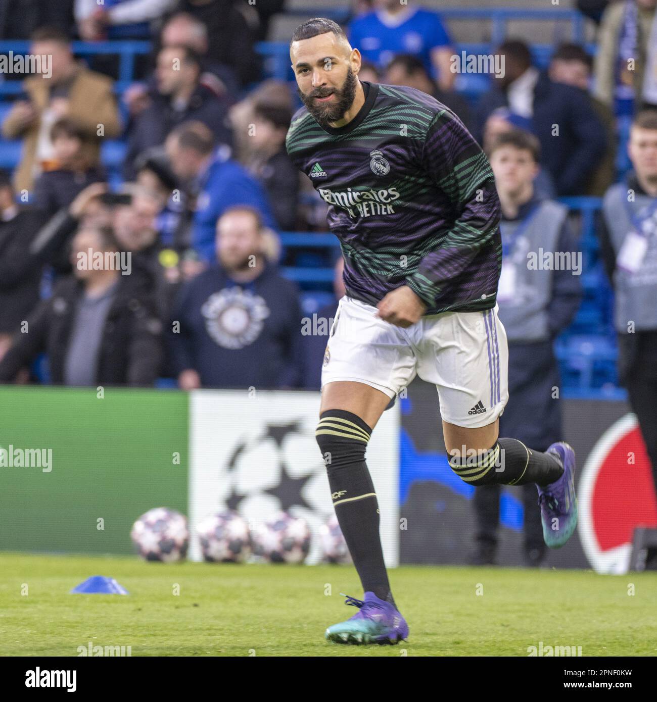 Karim Benzema of Real Madrid during warmup before the UEFA Champions ...