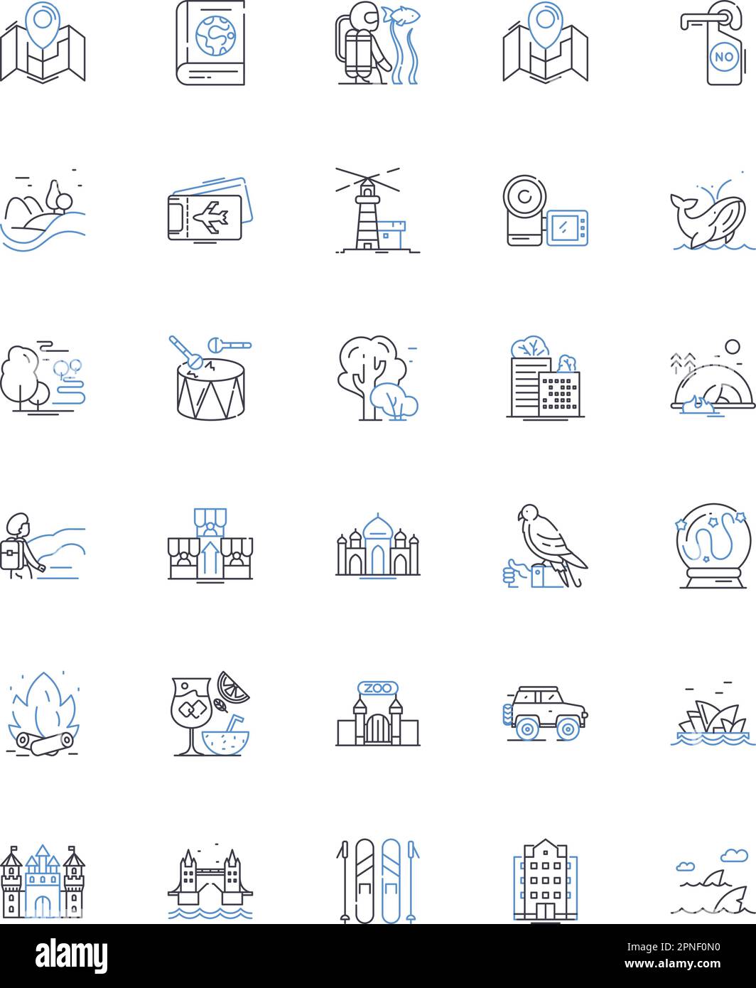Continental odyssey line icons collection. Exploration, Adventure ...
