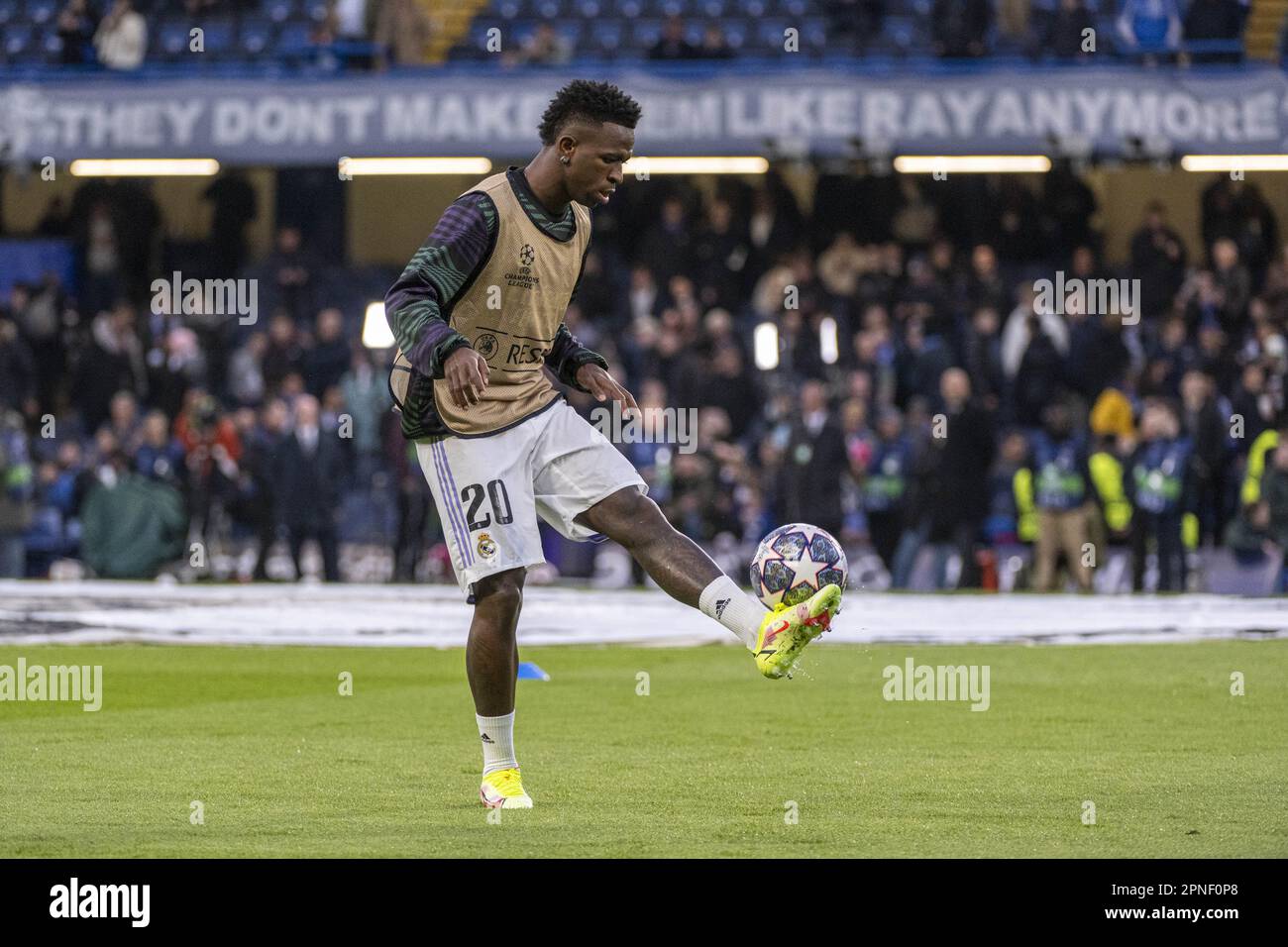Vini Jr of Real Madrid during warmup before the UEFA Champions League ...