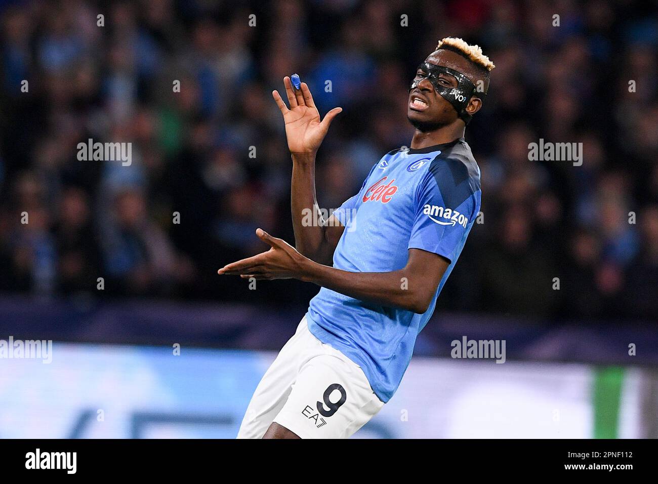 Naples, Italy. 18th Apr, 2023. Victor Osimhen of SSC Napoli looks ...