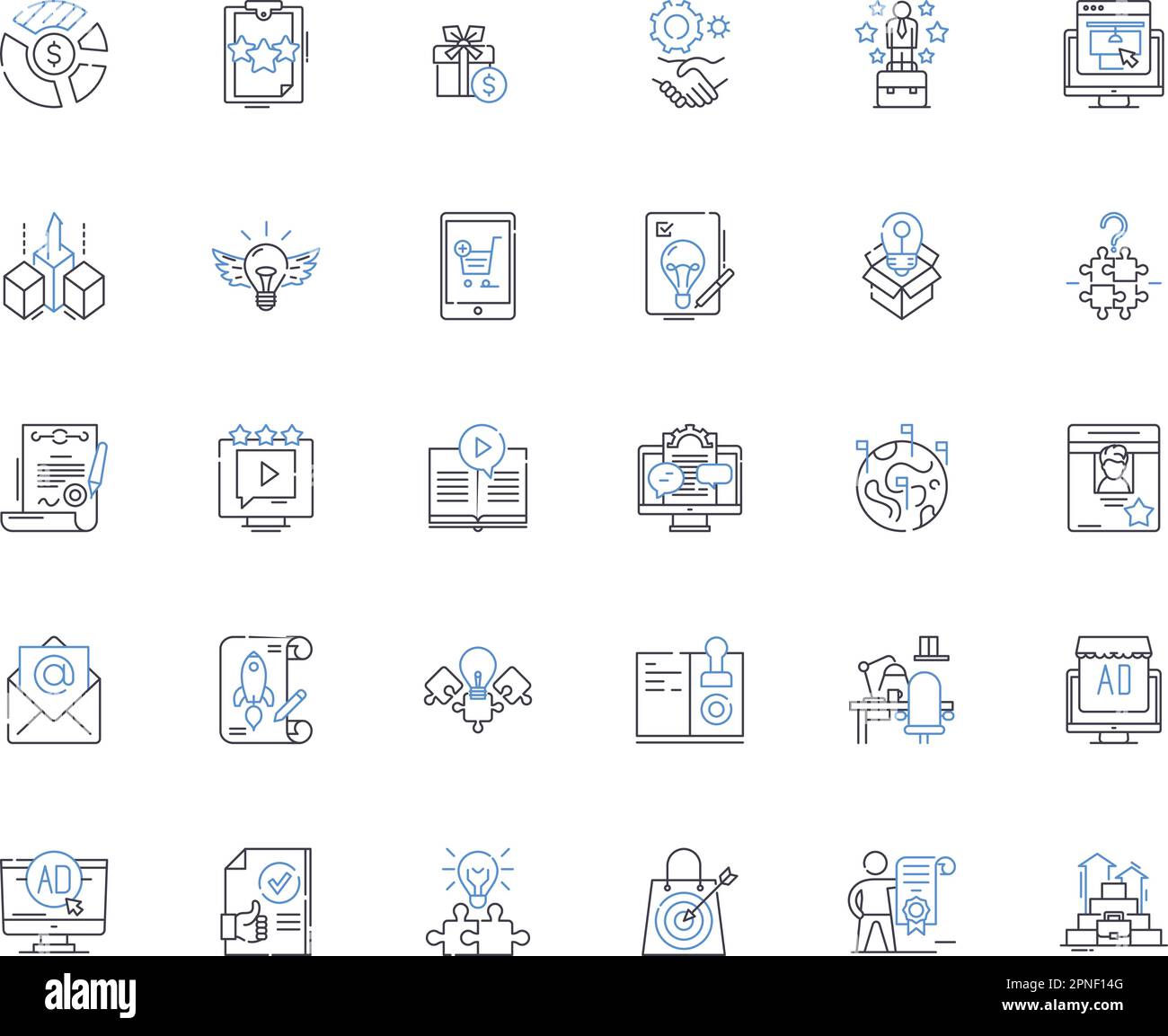 Publicity publication line icons collection. Exposure, Press, Media ...