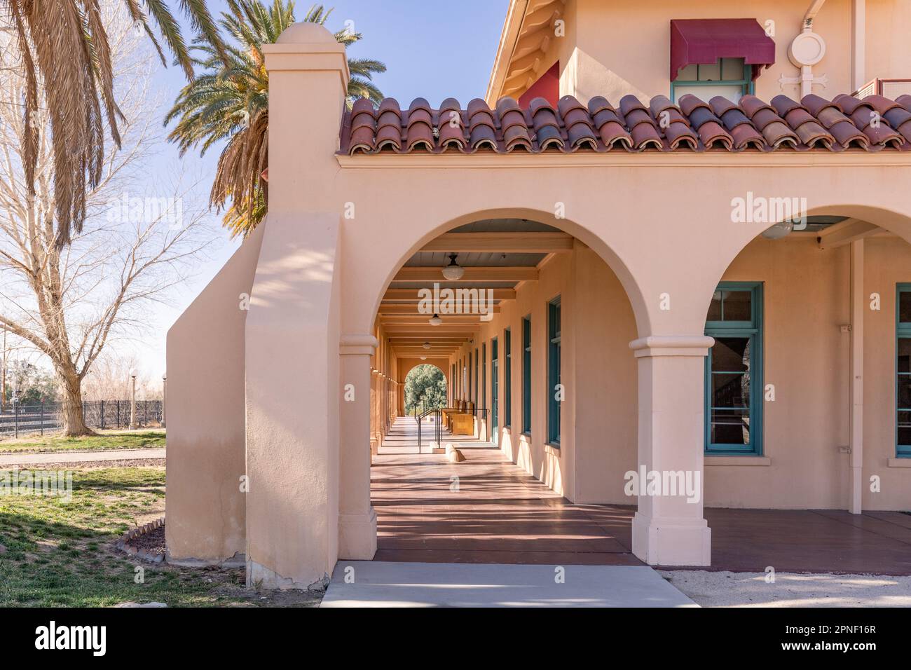 Kelso, CA USA Feb 18 2023: Old Adobe Style Train Depot Building Along ...