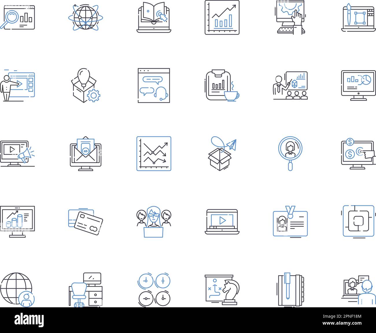 Administrative building line icons collection. Conference, Executive ...