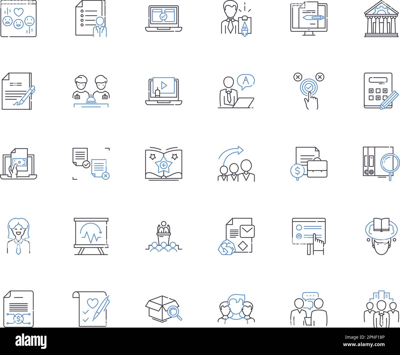 Management training line icons collection. Leadership, Communication ...