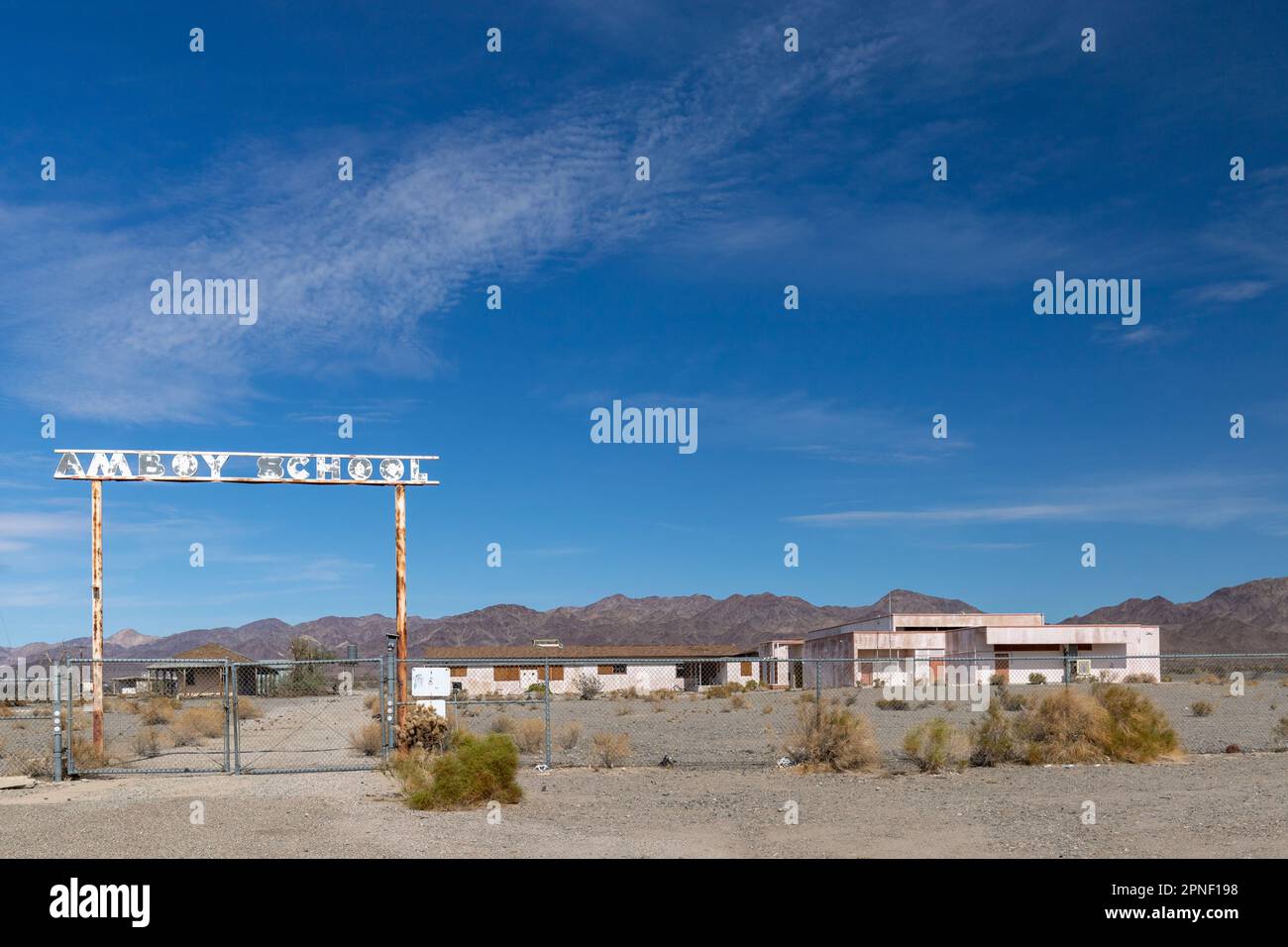 Amboy CA USA Feb 18 2023: Entrance to the empty school building Stock ...
