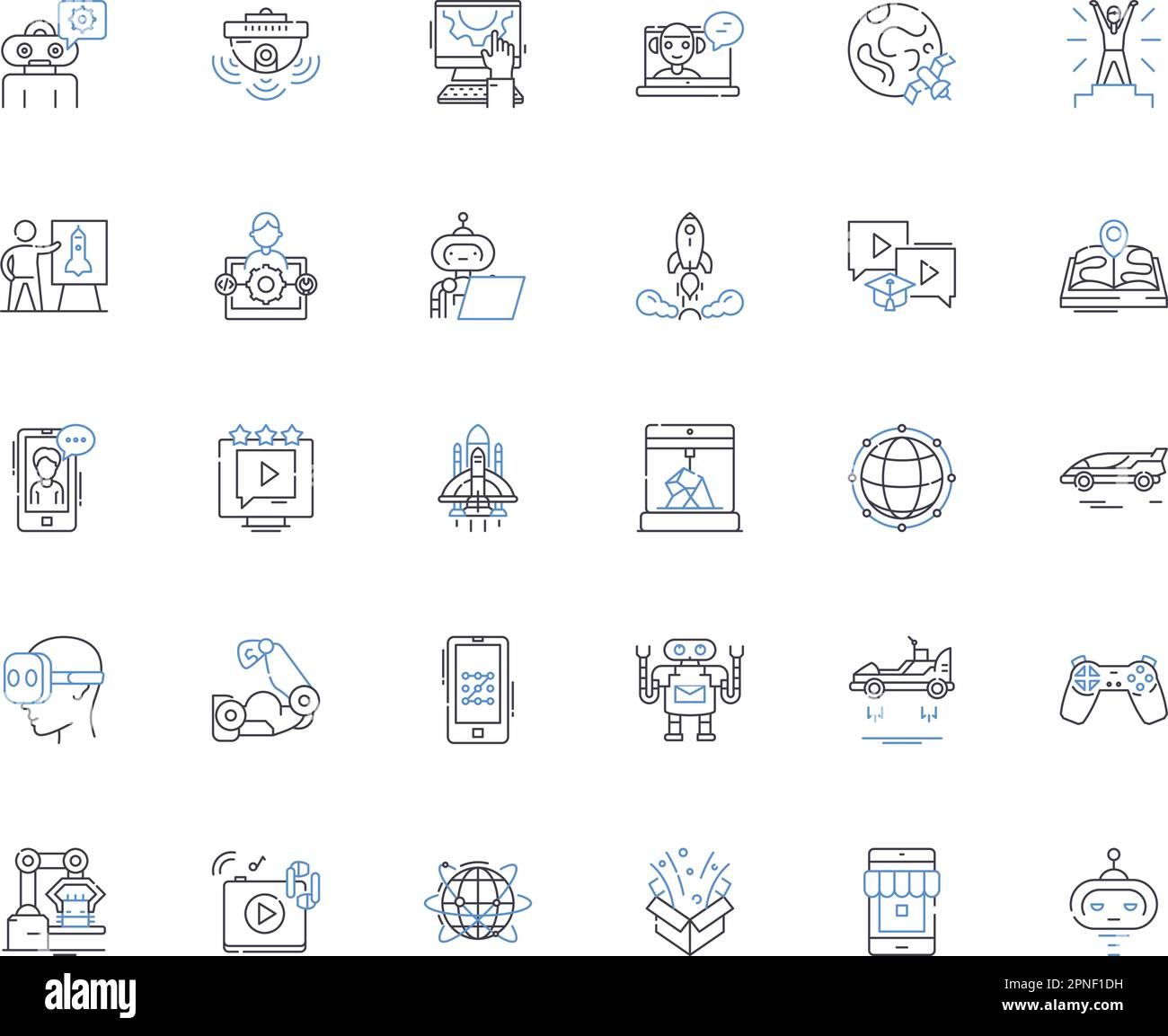 Innovative science line icons collection. Foresight, Invention, Piering ...